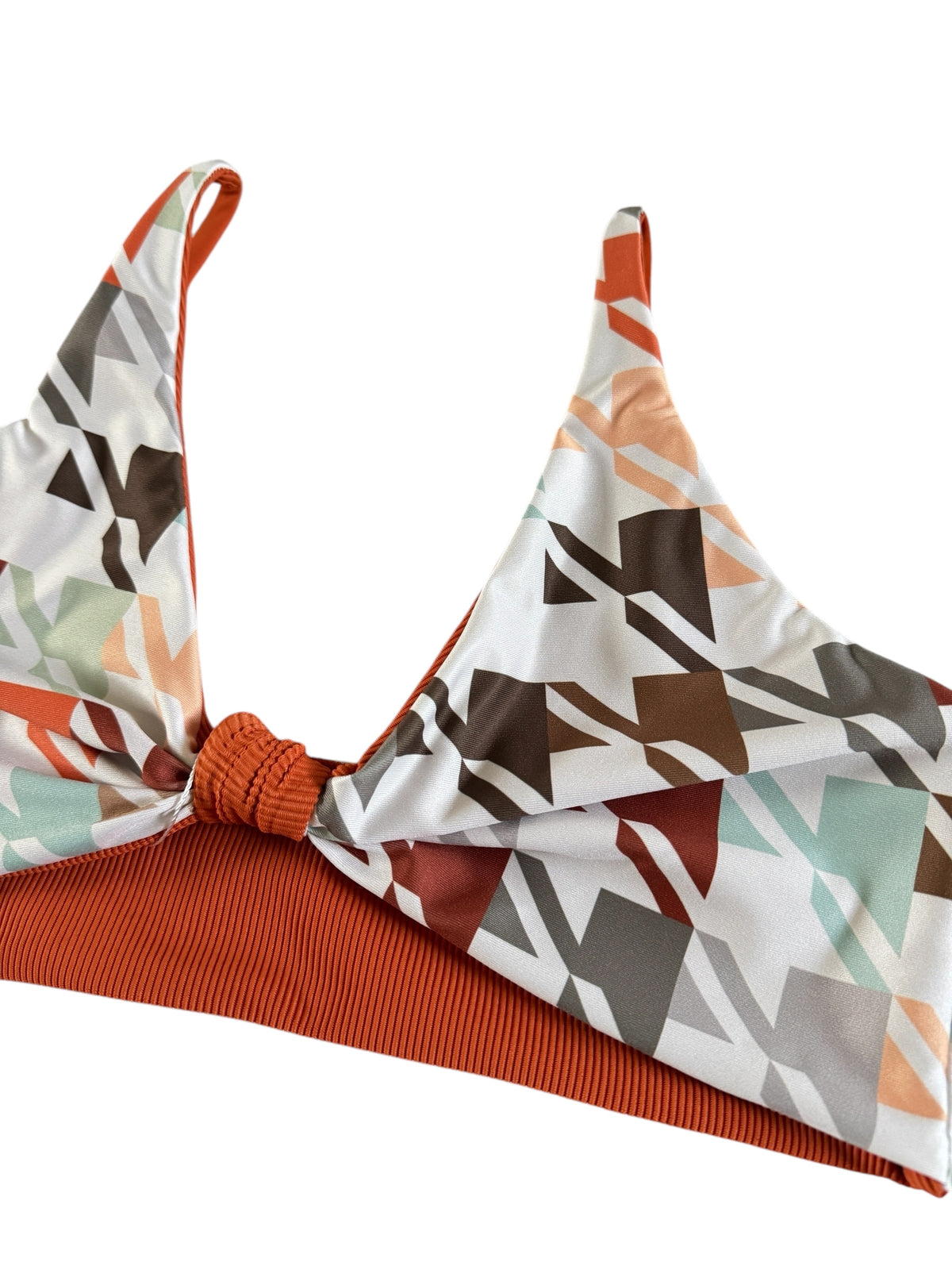 (L) Knot top: Neutral + ribbed Rust | HoniHoni Swimwear